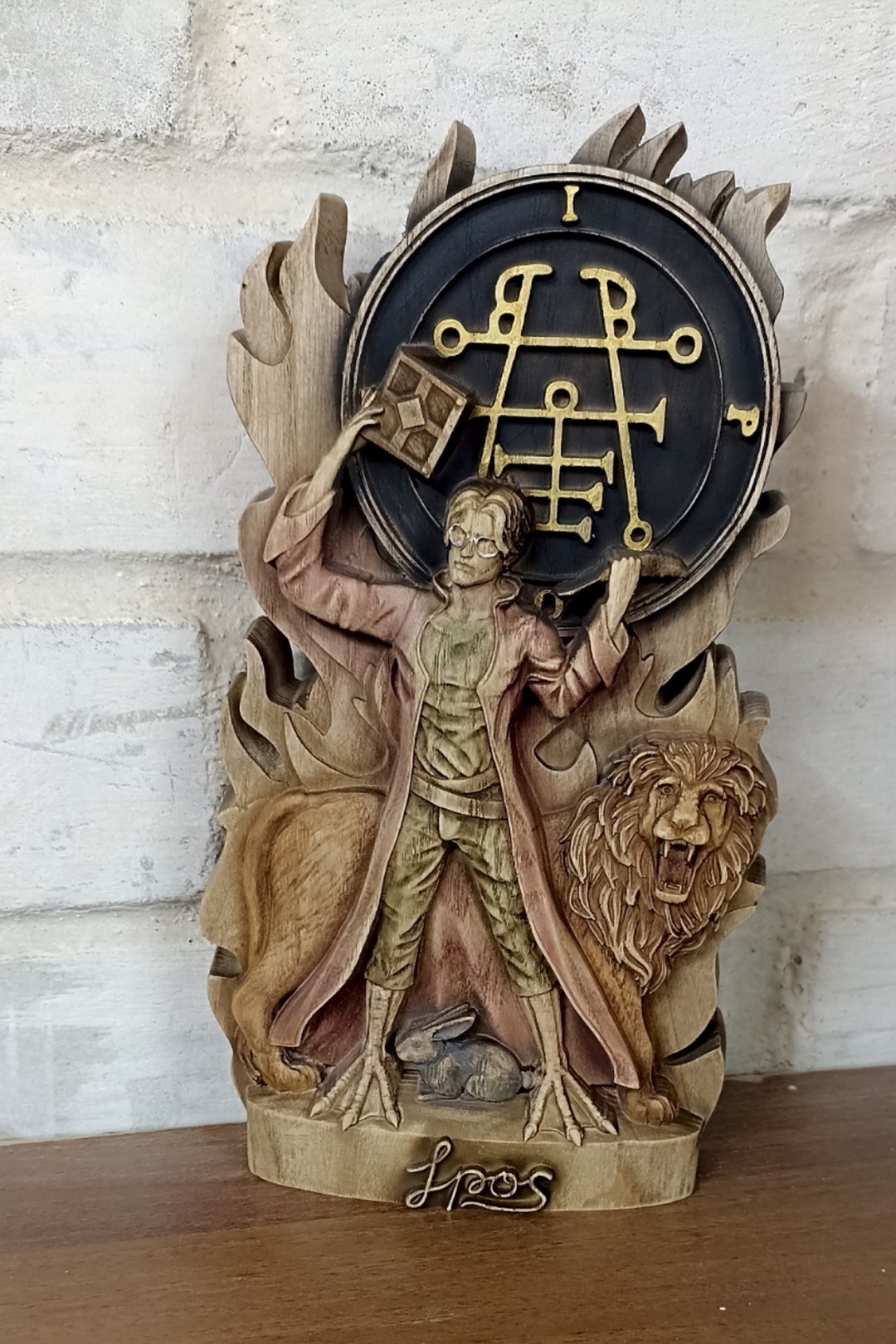 Prince Ipos, Demon Statue Sigil Goetia Wooden Statue Satanic Altar ...