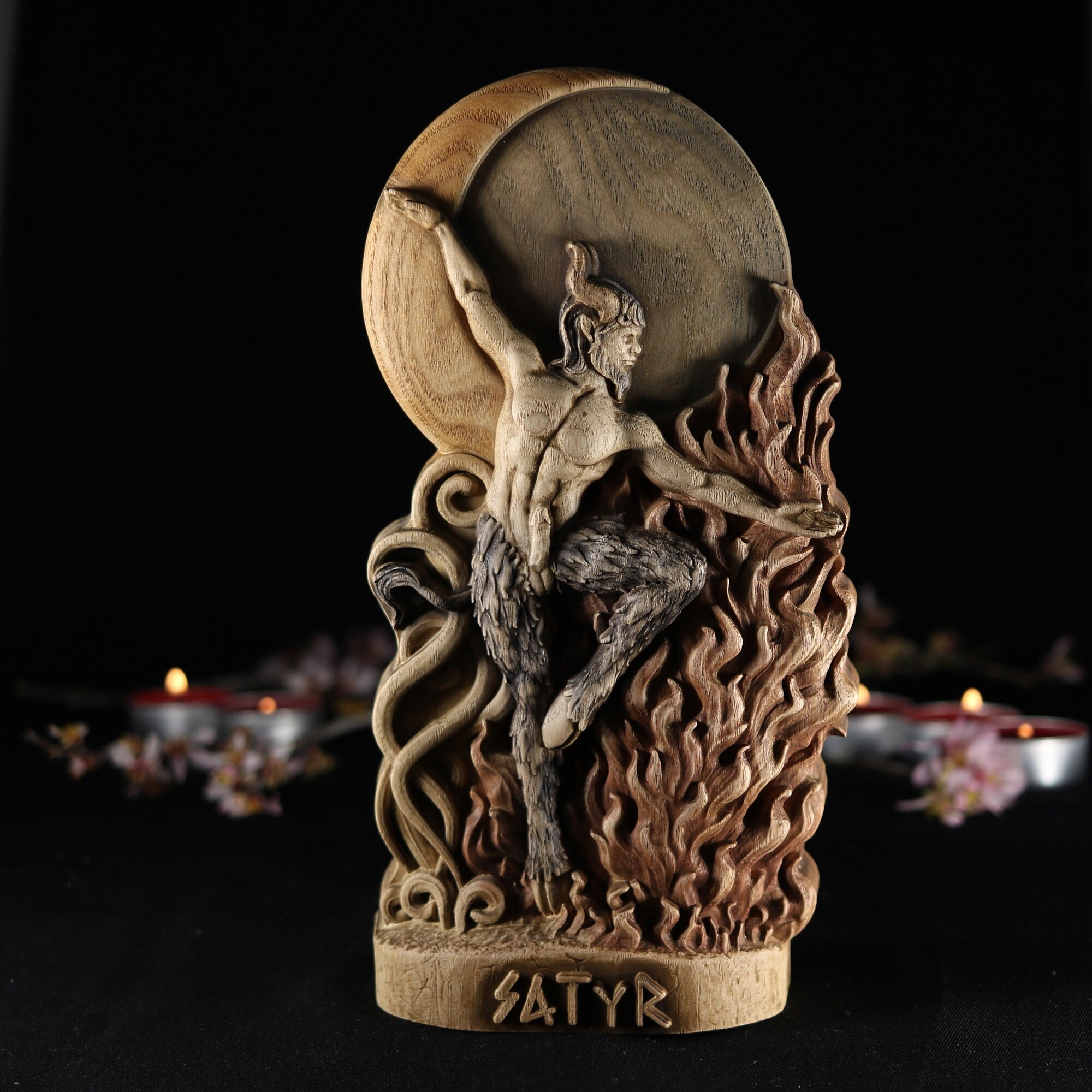 Ash Wood Satyr Statue: Horned God Sculpture, Greek Mythology - Etsy