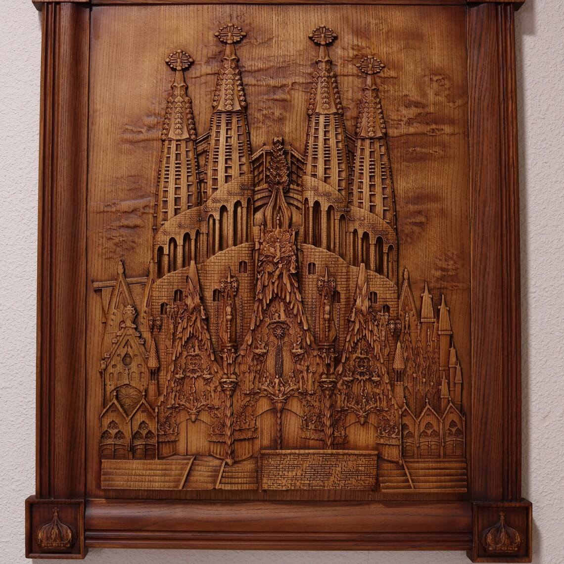 Barcelona Hand Carved Wood Panel Sagrada Familia Gaudi Wood - Etsy