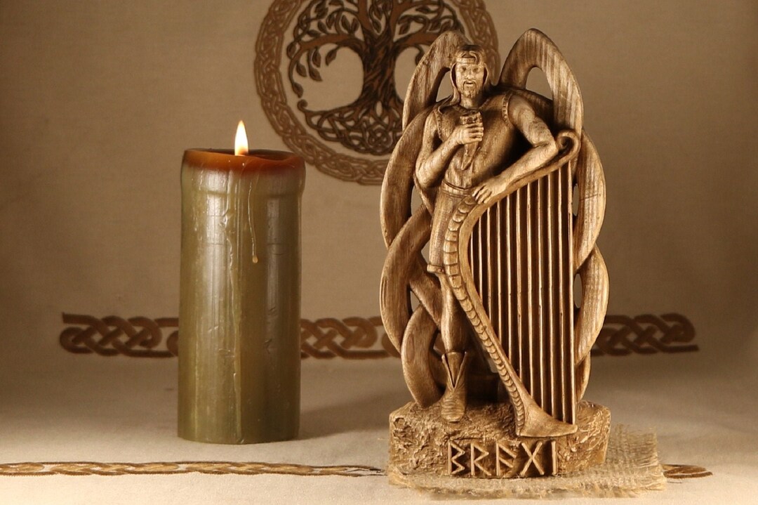 Bragi Statue: Norse God of Poetry, Ash Wood Carving - Etsy