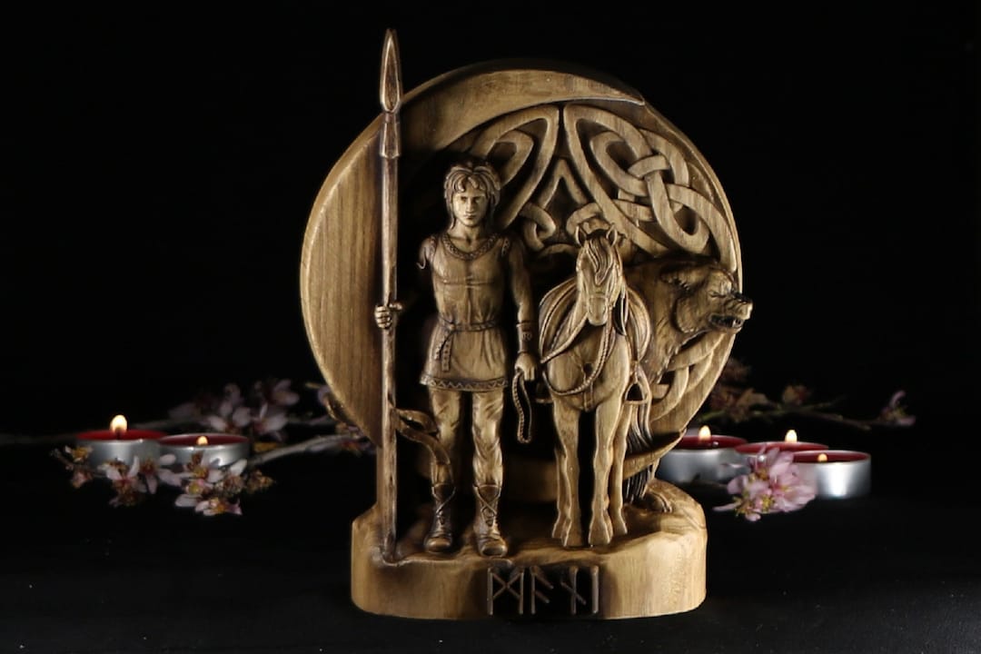 Mani Statue, Mani God of the Moon, Norse Statue Wicca Altar God, Norse ...