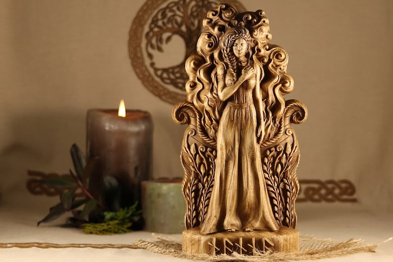 Nanna Goddess Statue Scandinavian Decor Wood Figurine Wooden - Etsy