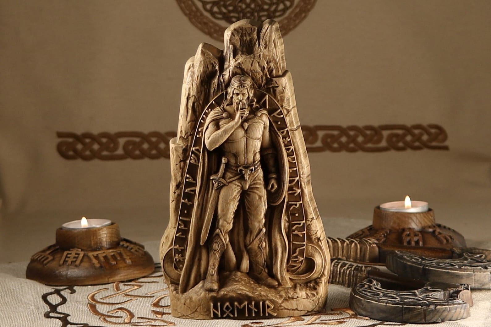 Hoenir Statue: Norse God Wood Carving, Viking Decor - Etsy