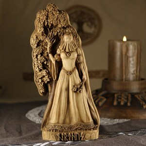 Nerthus, Germanic Goddess Statue Asatru Norse Pagan Wooden Fertility ...