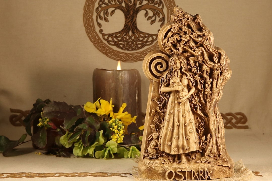 Ostara Beltane Wood Sculpture, Spring Equinox Easter Decor, Goddess ...