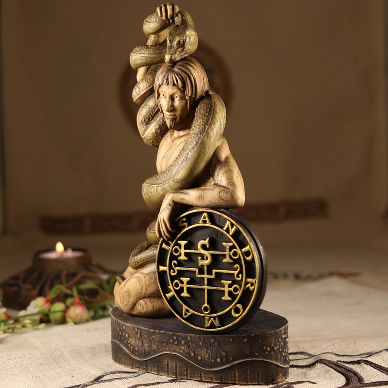 Andromalius Demon Statue: Sigil Ash Wood Occult Altar Goetia Gothic ...