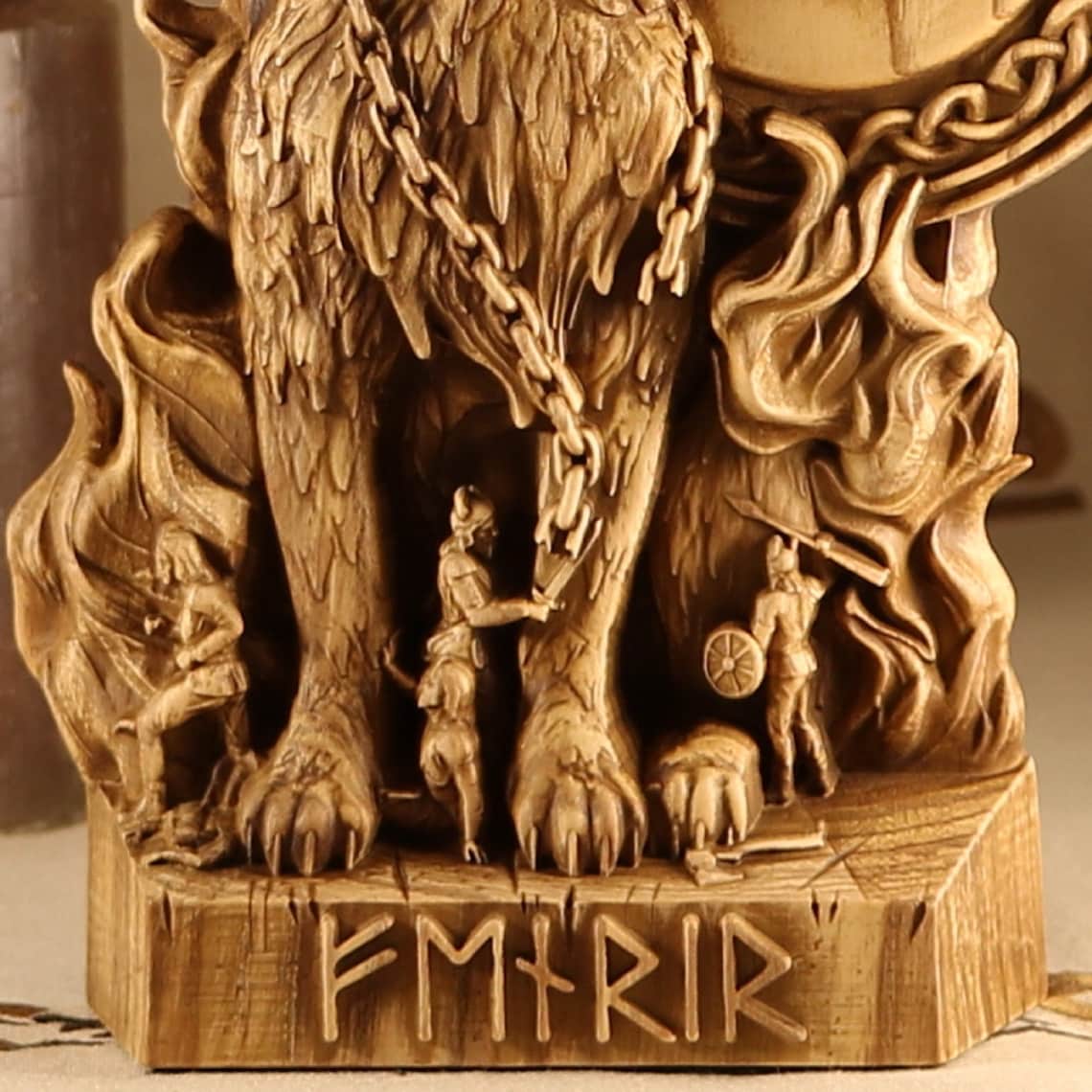 Wolf Fenrir son of Loki Wood figurine Wooden sculpture | Etsy