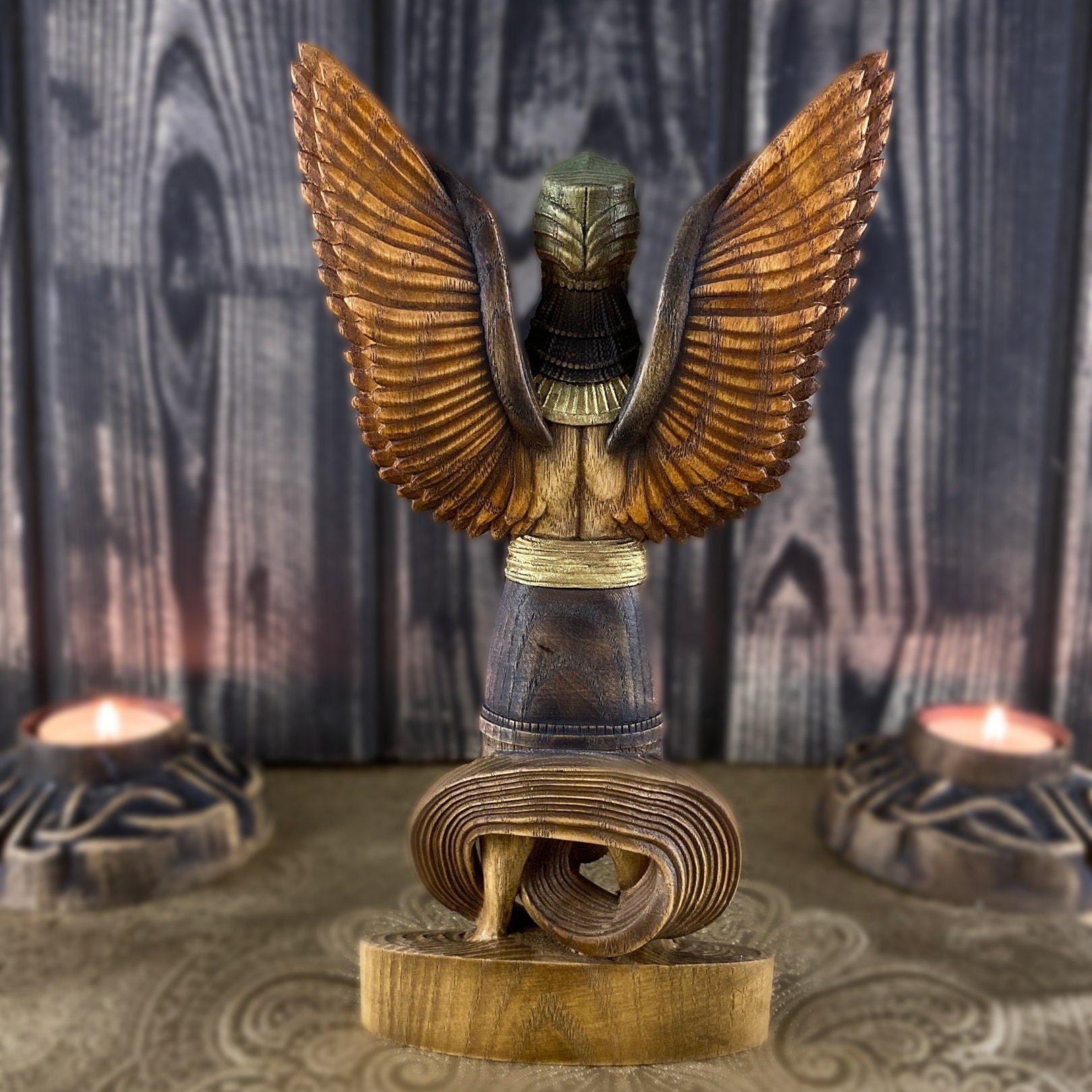 Carved Wood Enlil Statue: Sumerian God Figurine, Mesopotamian Mythology ...