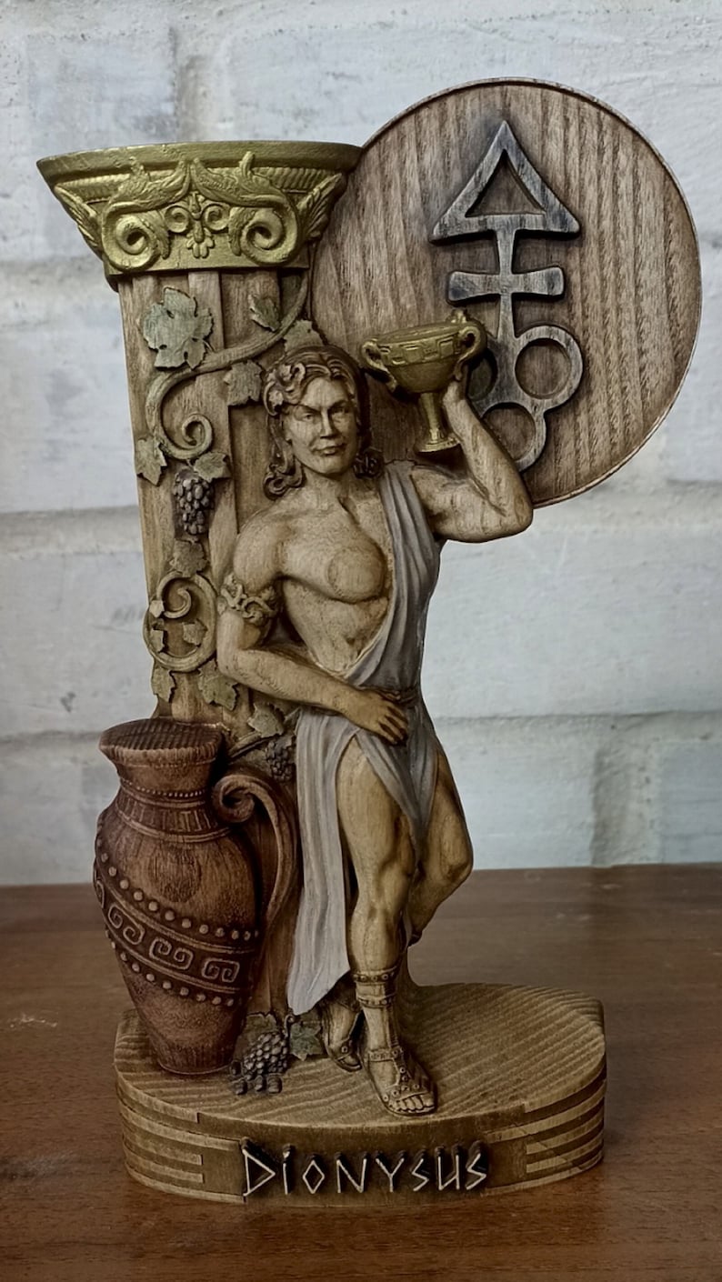 Dionysus Wood Sculpture: Greek God Statue - Etsy