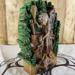 Carved Baba Yaga Figurine: Pagan Witch Statue, Folklore Art - Etsy