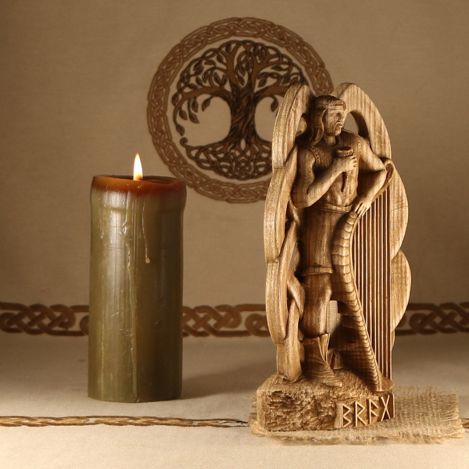 Norse Gods Bragi Odin Statue Norse Pagan Valhalla Wooden - Etsy