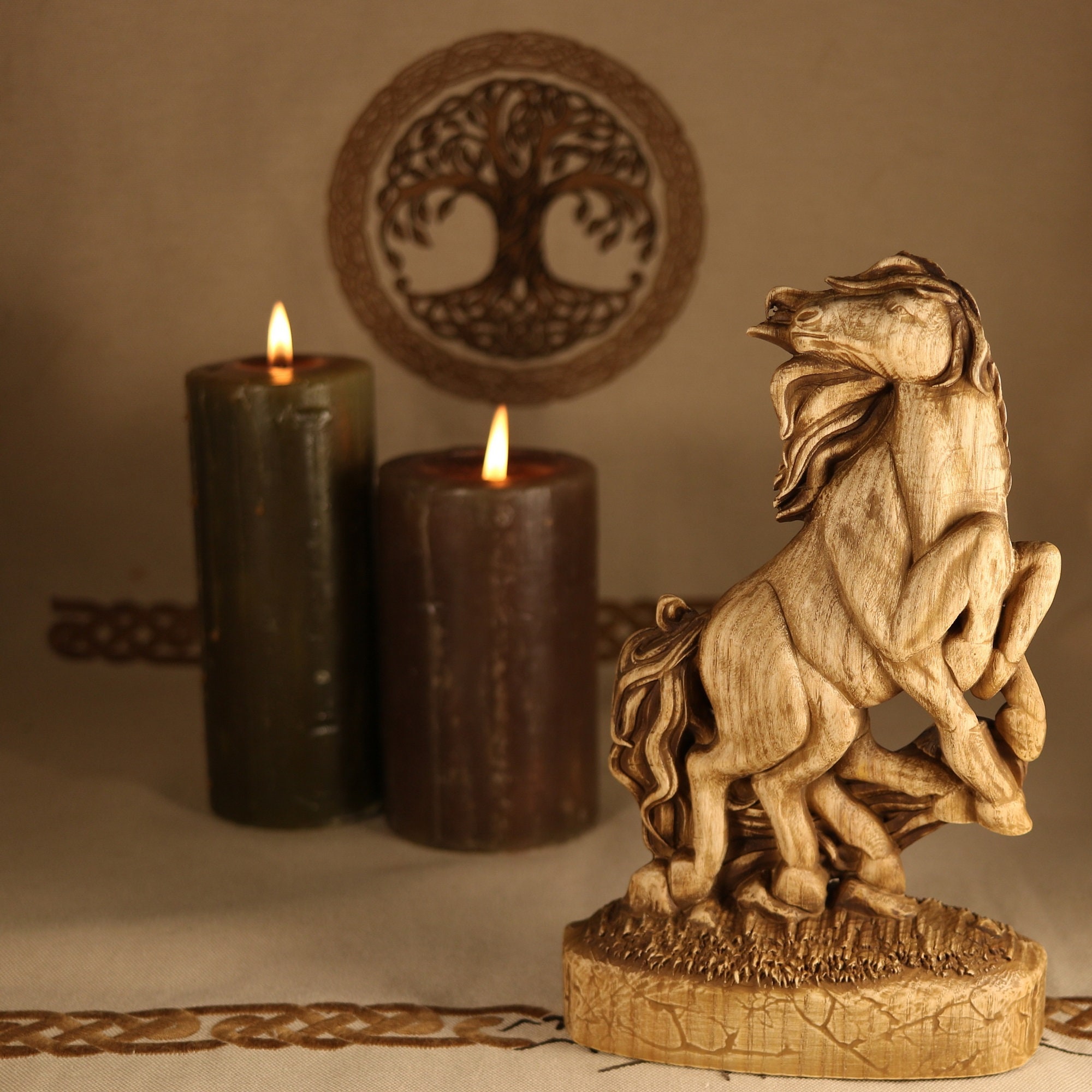 Sleipnir Statue: Ash Wood Norse Decor - Etsy