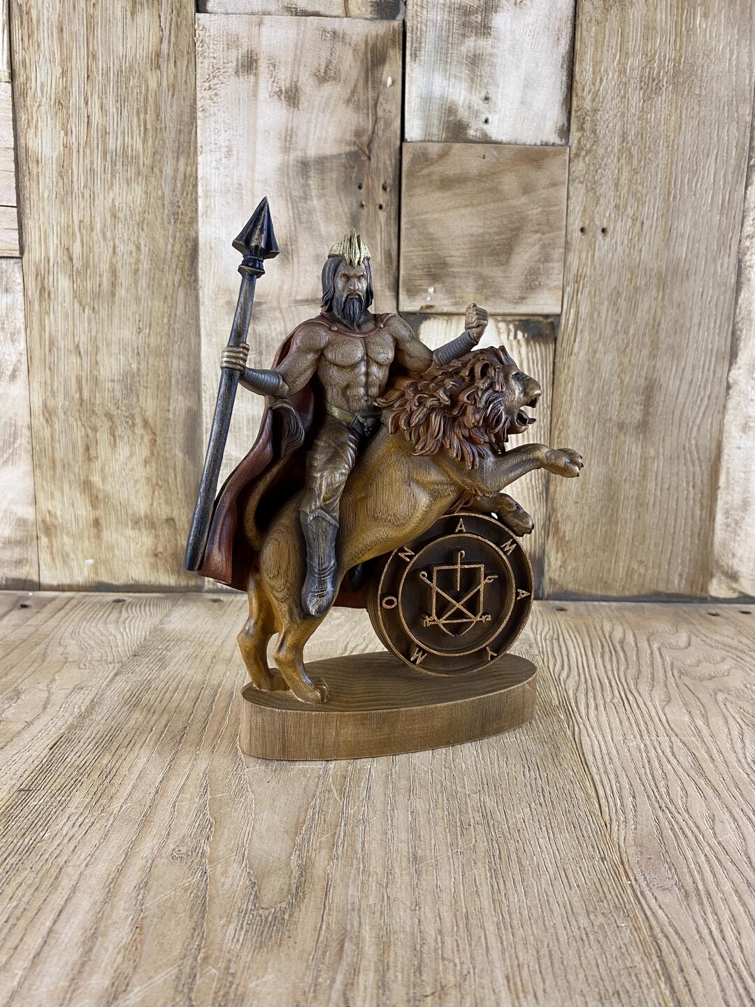Amaymon Wood Statue - Occult Demon King, Pagan Altar Decor - Etsy