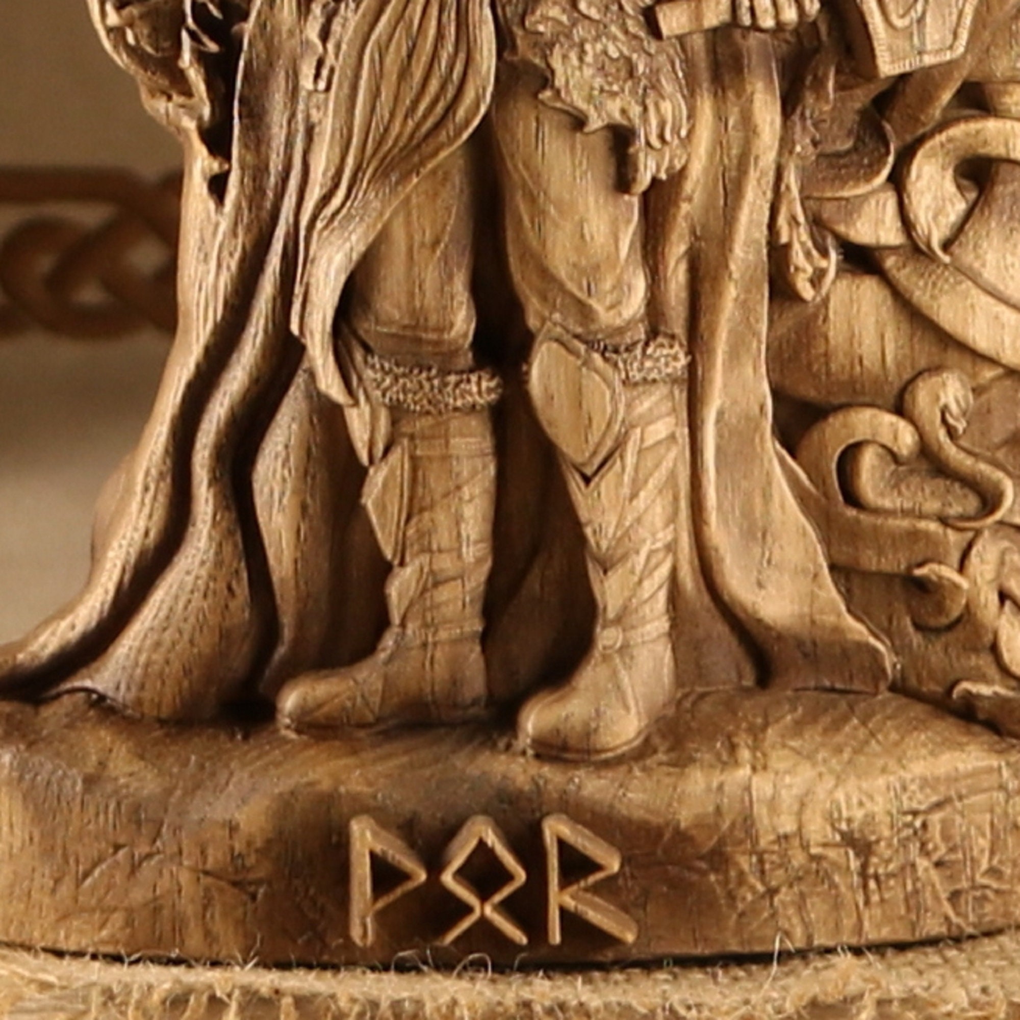 Thor Wood Carving Thor Statue Norse Pagan Decor God And Etsy