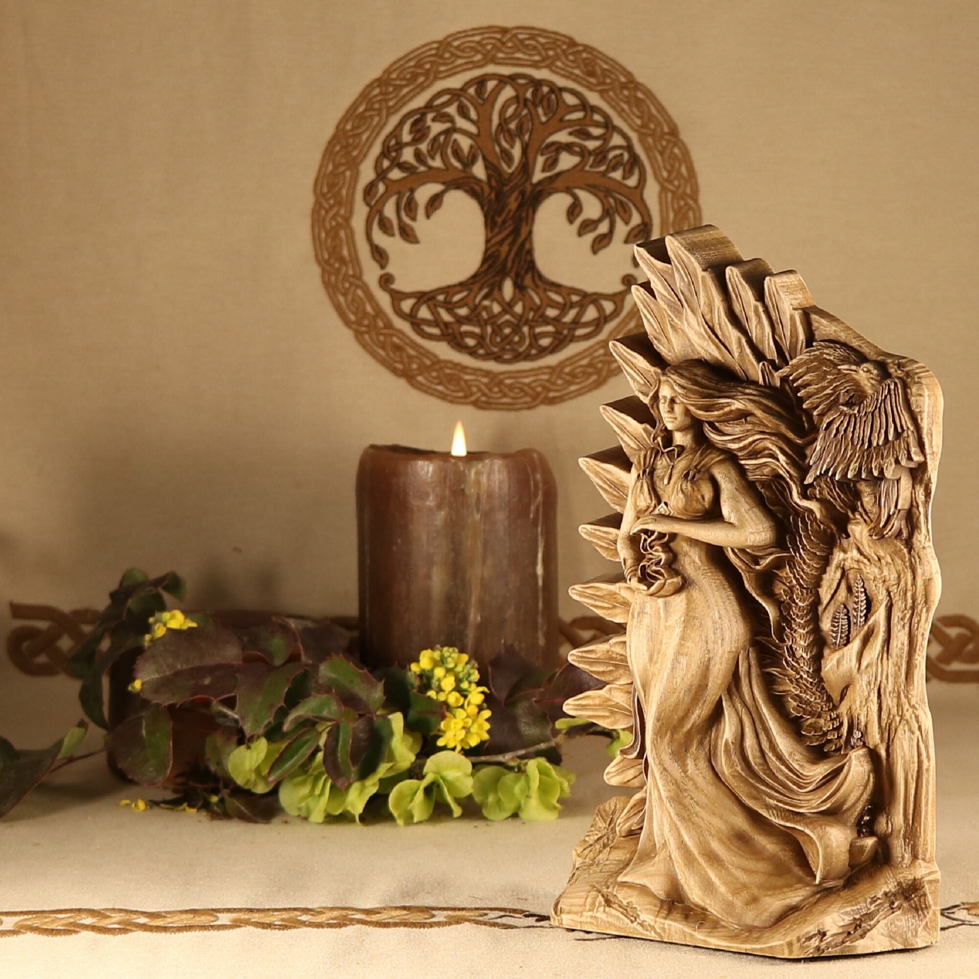 The Morrigan Statue Goddess Statue Altar Decor Wooden - Etsy UK