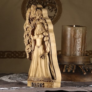 Nerthus, Germanic Goddess Statue Asatru Norse Pagan Wooden Fertility ...