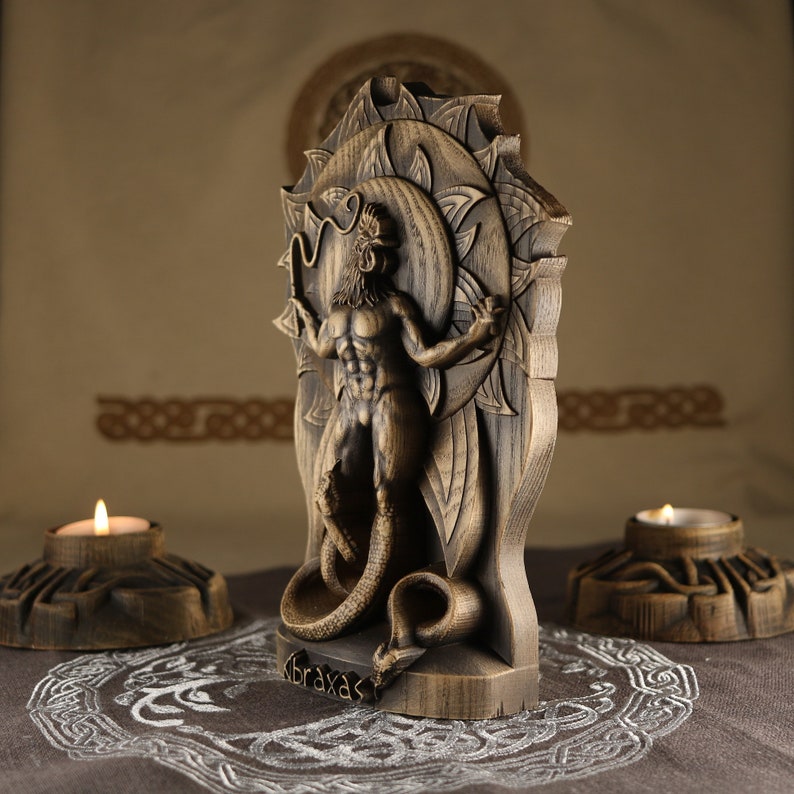 Abraxas Goetia Wooden Statue Goetic Satanic Wood - Etsy