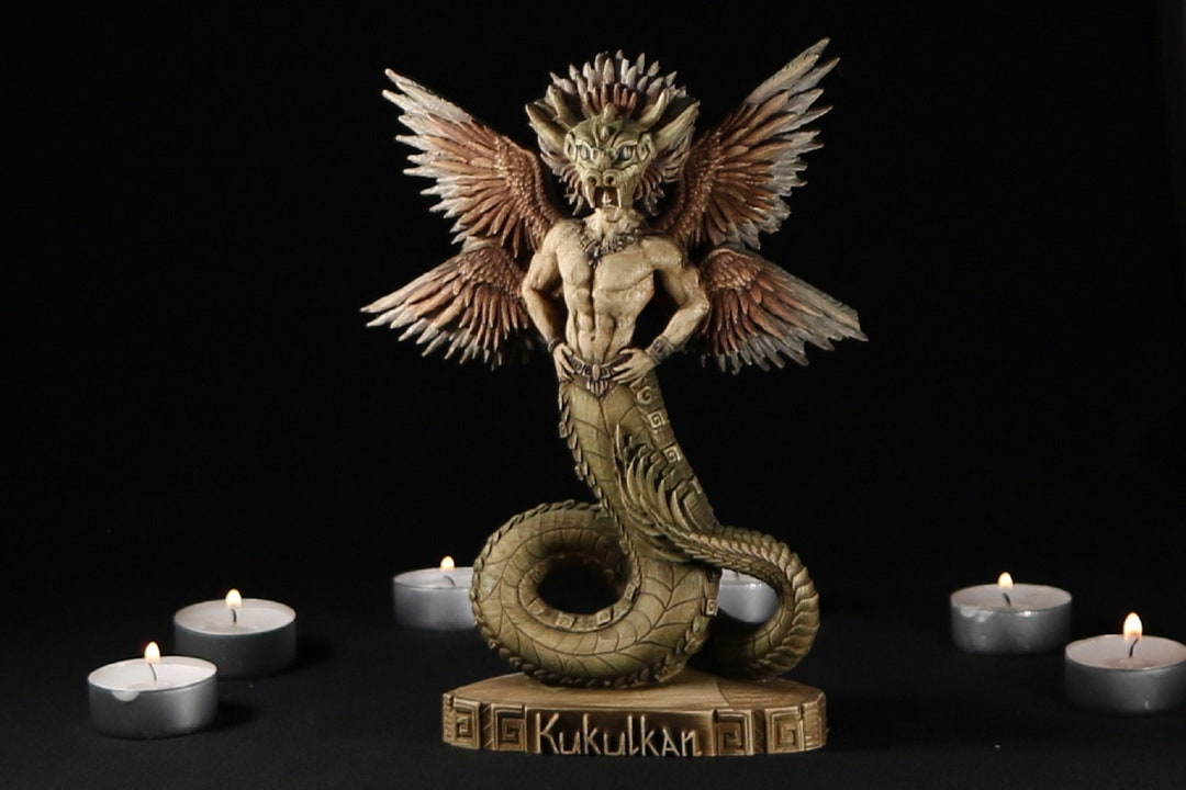 Kukulkan Wood Carving: Mayan Aztec Serpent Statue - Etsy
