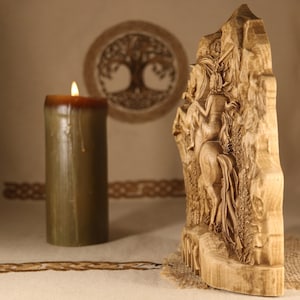 Handmade Hlin Statue: Norse Goddess Wood Carving - Etsy