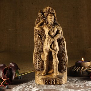 Hand Carved Statue Vali God, Wooden Statue Viking Figurine for ...