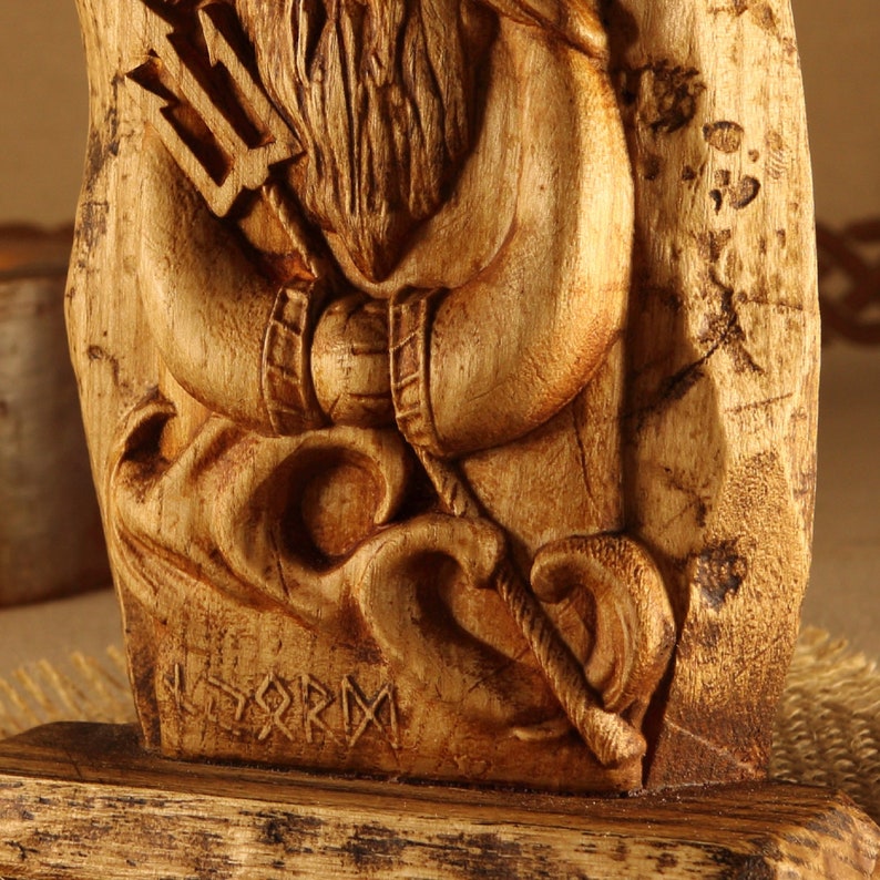 Njord Statue Norse Pagan Wood Carving Sculpture Celtic Art | Etsy