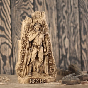 Hoenir Statue: Norse God Wood Carving, Viking Decor - Etsy