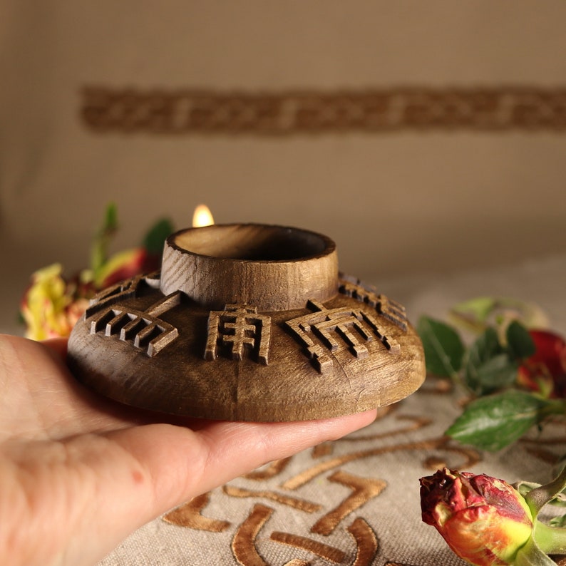Viking Decor Wooden Candle Holder Viking Candle Holder - Etsy