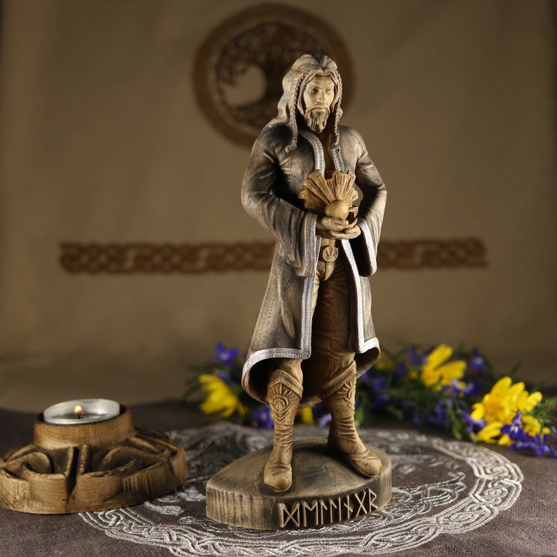 Dellingr Ash Wood Carving: Norse God Statue, Viking Altar Decor - Etsy