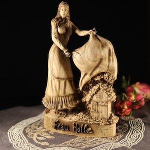 Frau Holle Statue: Ash Wood Germanic Winter Goddess Decor - Etsy