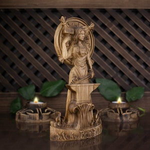 Celtic Goddess Brigid Statue: Warrior Blacksmith, Ash Tree Altar - Etsy