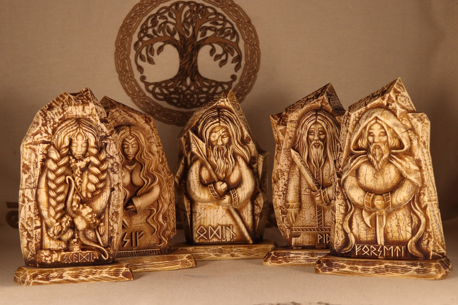 Vidar Wooden Statue Norse Pagan Altar Decor Viking Wood | Etsy