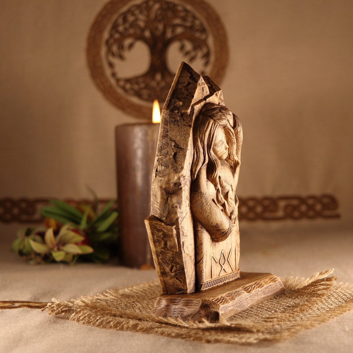 Loki Statue Wooden Altar Statue Wood Sculpture Art Wood - Etsy