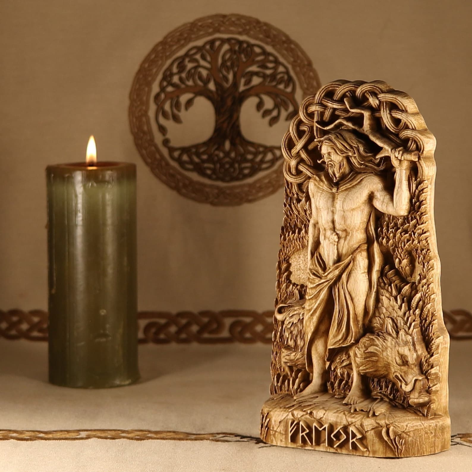 Carved Wood Freyr Figurine Freyr Statue, Norse Pagan Decor - Etsy