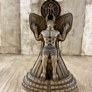 Moloch Statue, Demon Statue Occult Decor Wood Sculpture Satan Statue ...
