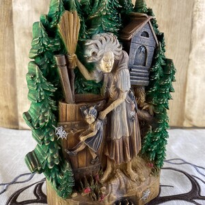 Carved Baba Yaga Figurine: Pagan Witch Statue, Folklore Art - Etsy