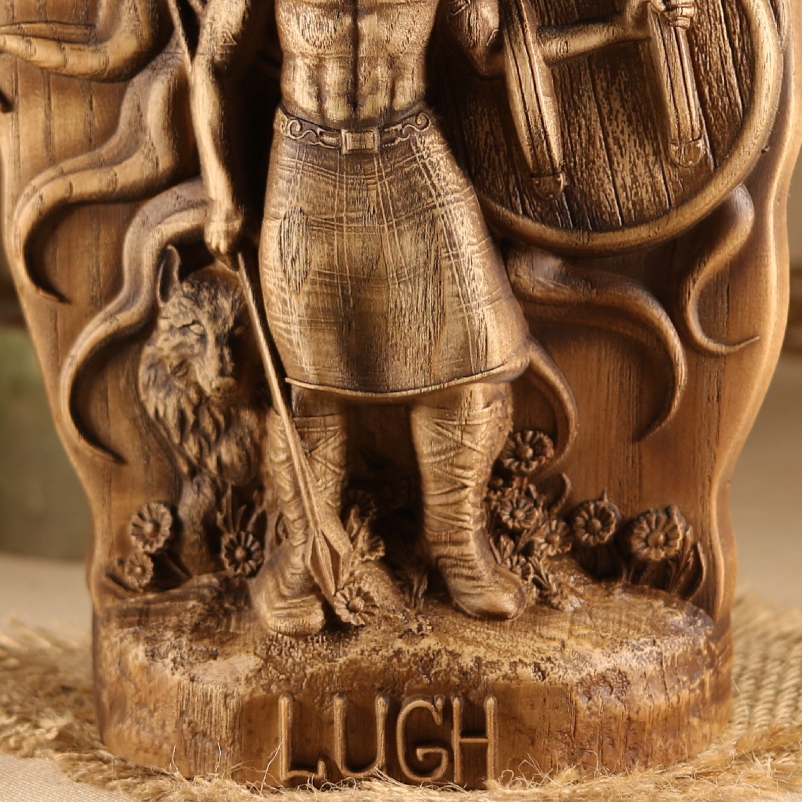 Lugh Celtic God Wood Sculpture Art Wooden Statuettes Carved - Etsy