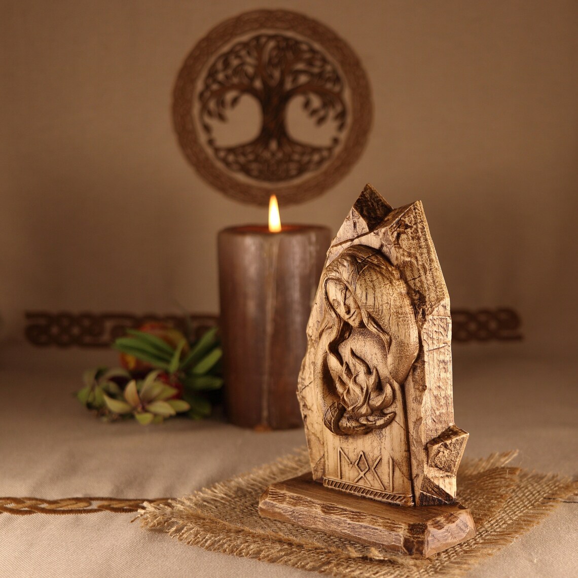 Loki Statue Wooden Altar Statue Wood Sculpture Art Wood - Etsy