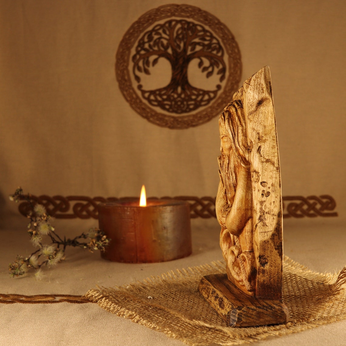 Njord Statue Norse Pagan Wood Carving Sculpture Celtic Art - Etsy