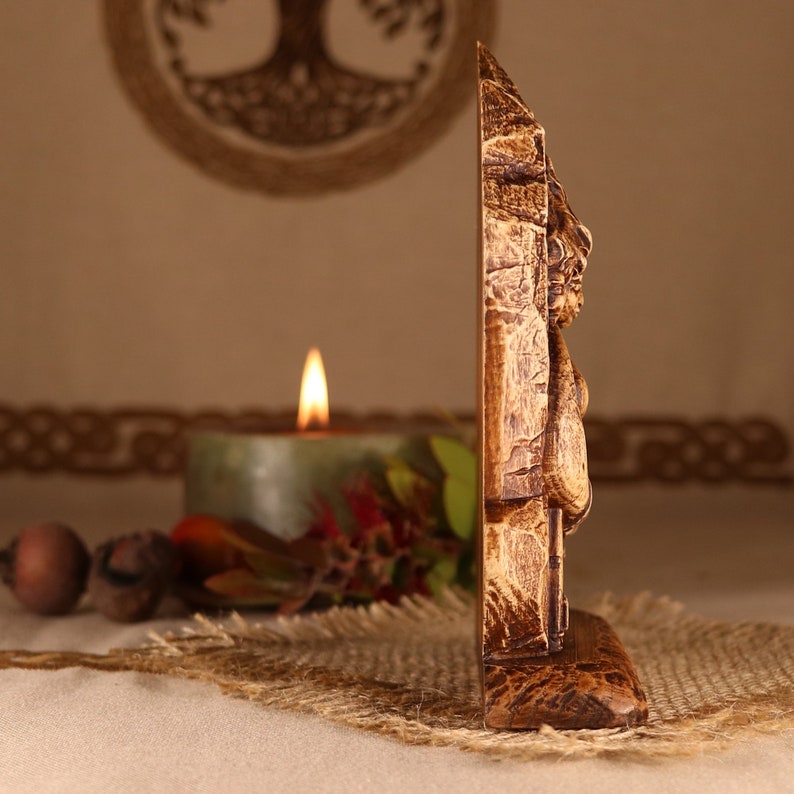Celtic Decor Goddess Brigid Statue Wood Statue Altar Norse - Etsy