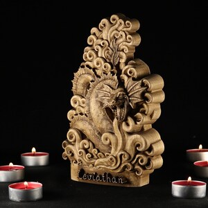 Leviathan Dragon Sculpture: Ash Wood Pagan Decor - Etsy