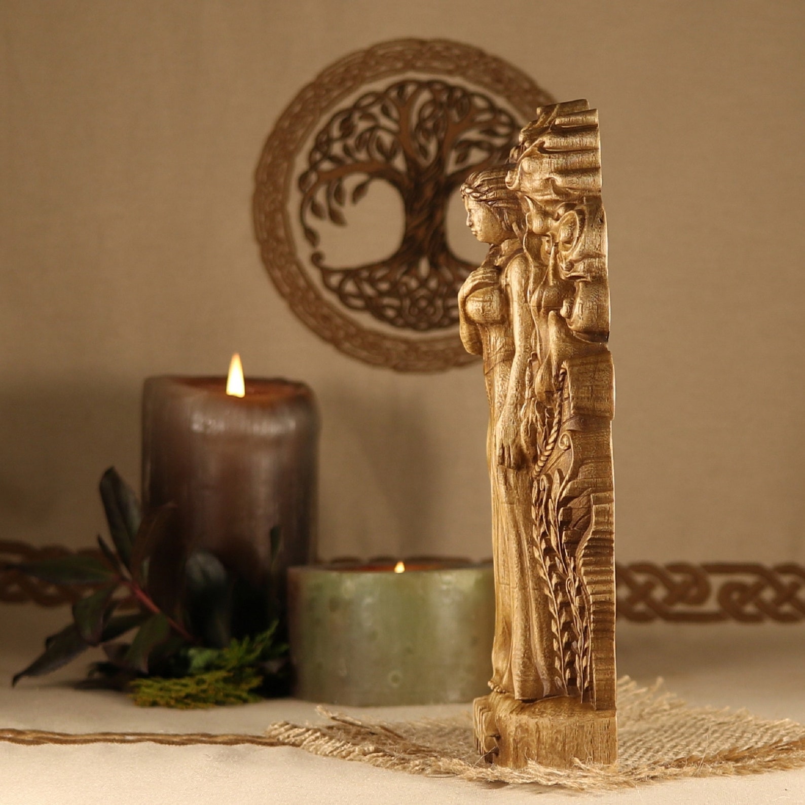 Nanna Goddess Statue Scandinavian Decor Wood Figurine Wooden - Etsy