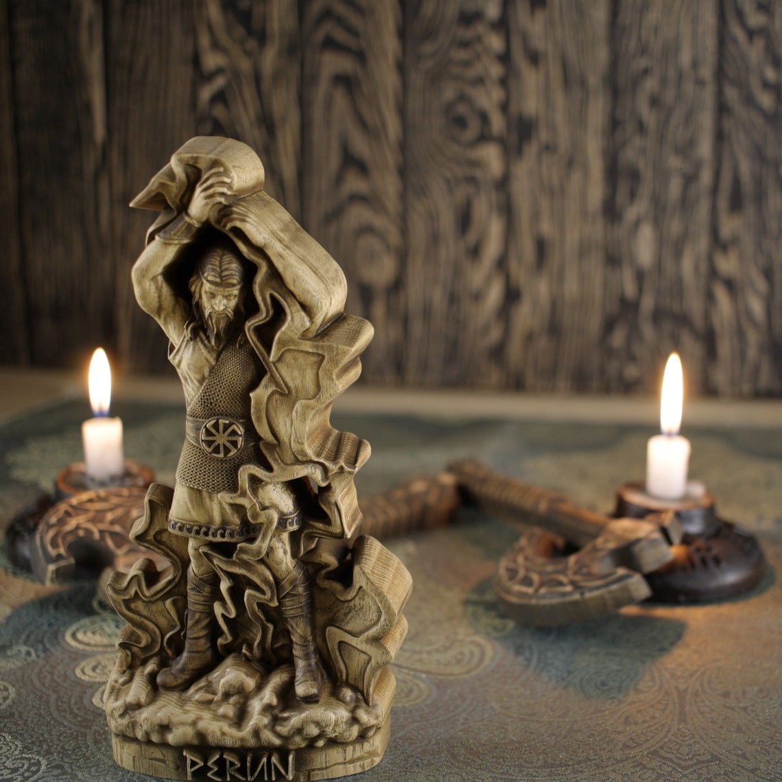 Perun Perun Statue Slavic Pagan Wooden Statue God of War - Etsy