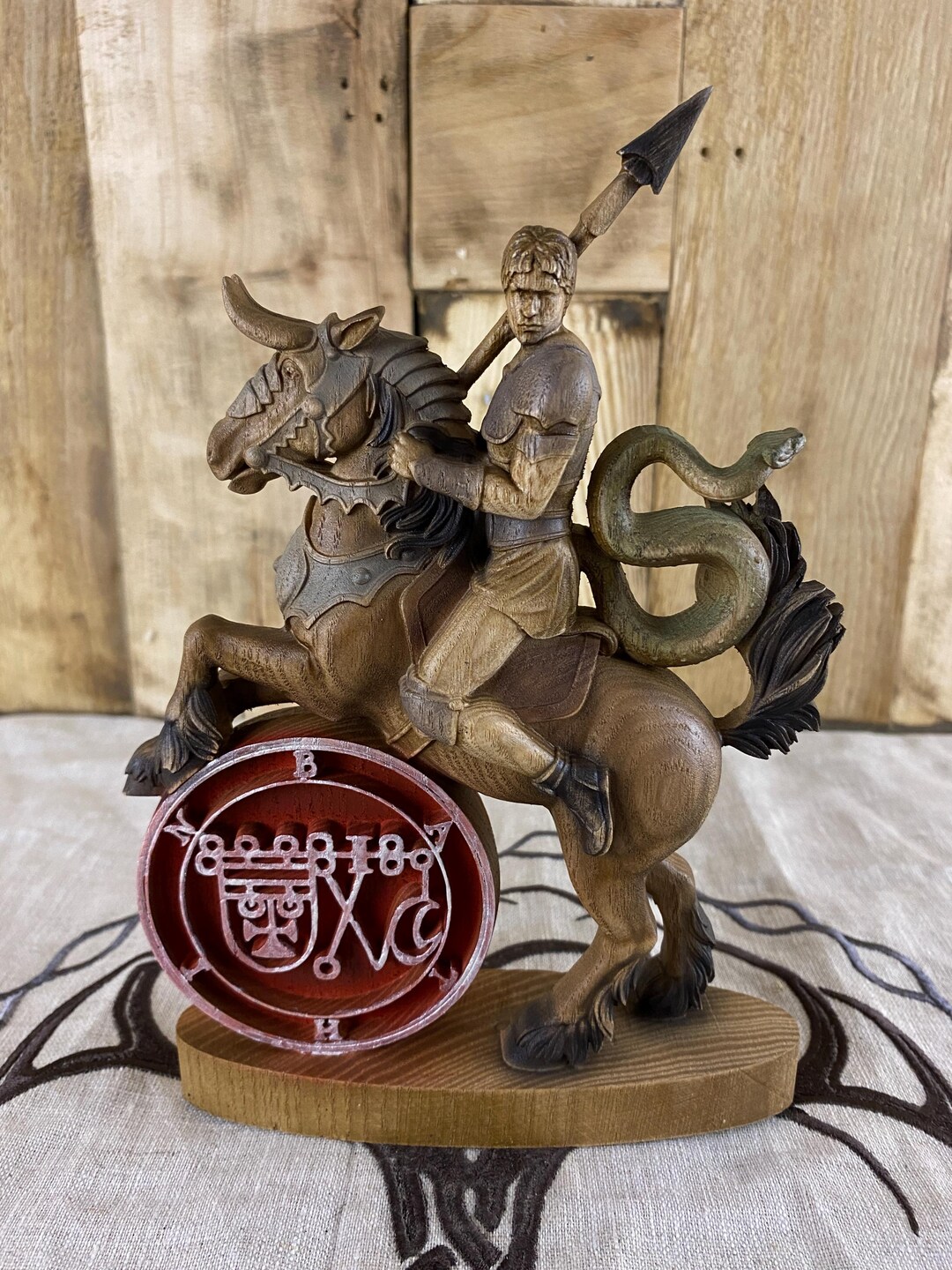 Duke Bathin Ash Wood Statue: Occult Gothic Decor Demon Occult Art ...