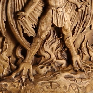 Asmodeus Ash Wood Carving Asmoday Statue, Greek Mythology Demon Statue ...