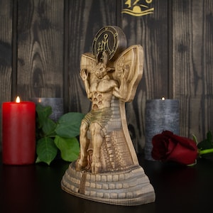 Moloch Statue, Demon Statue Occult Decor Wood Sculpture Satan Statue ...