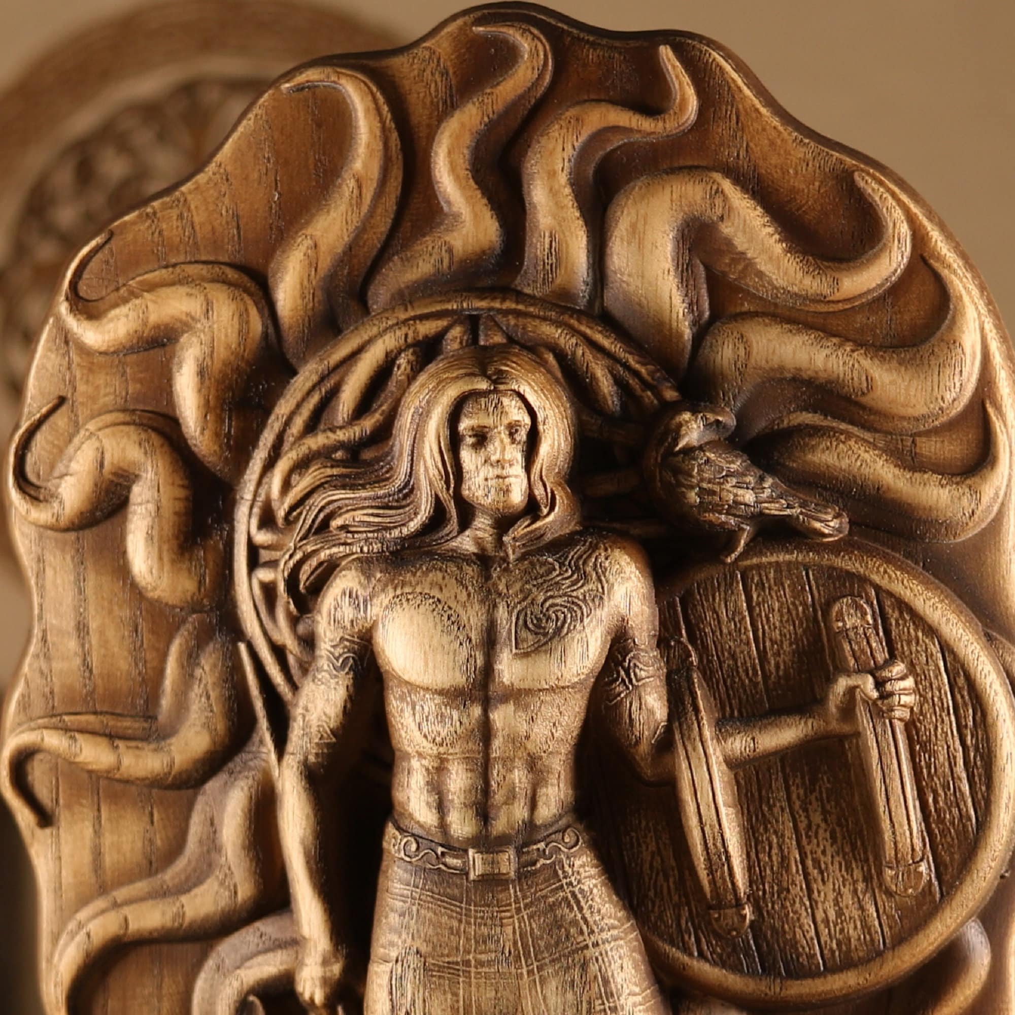 Lugh Celtic God Wood Sculpture Art Wooden Statuettes Carved - Etsy