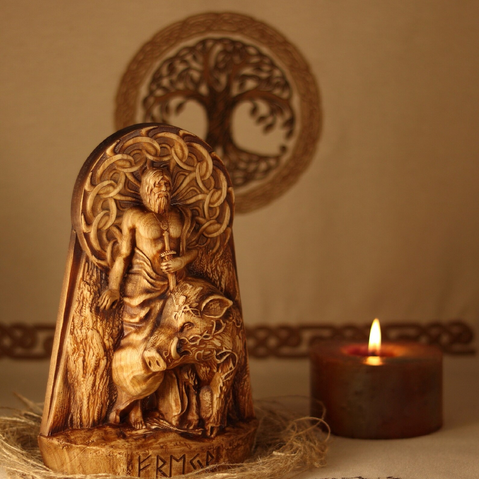 Freyr God Wooden Statue - Etsy