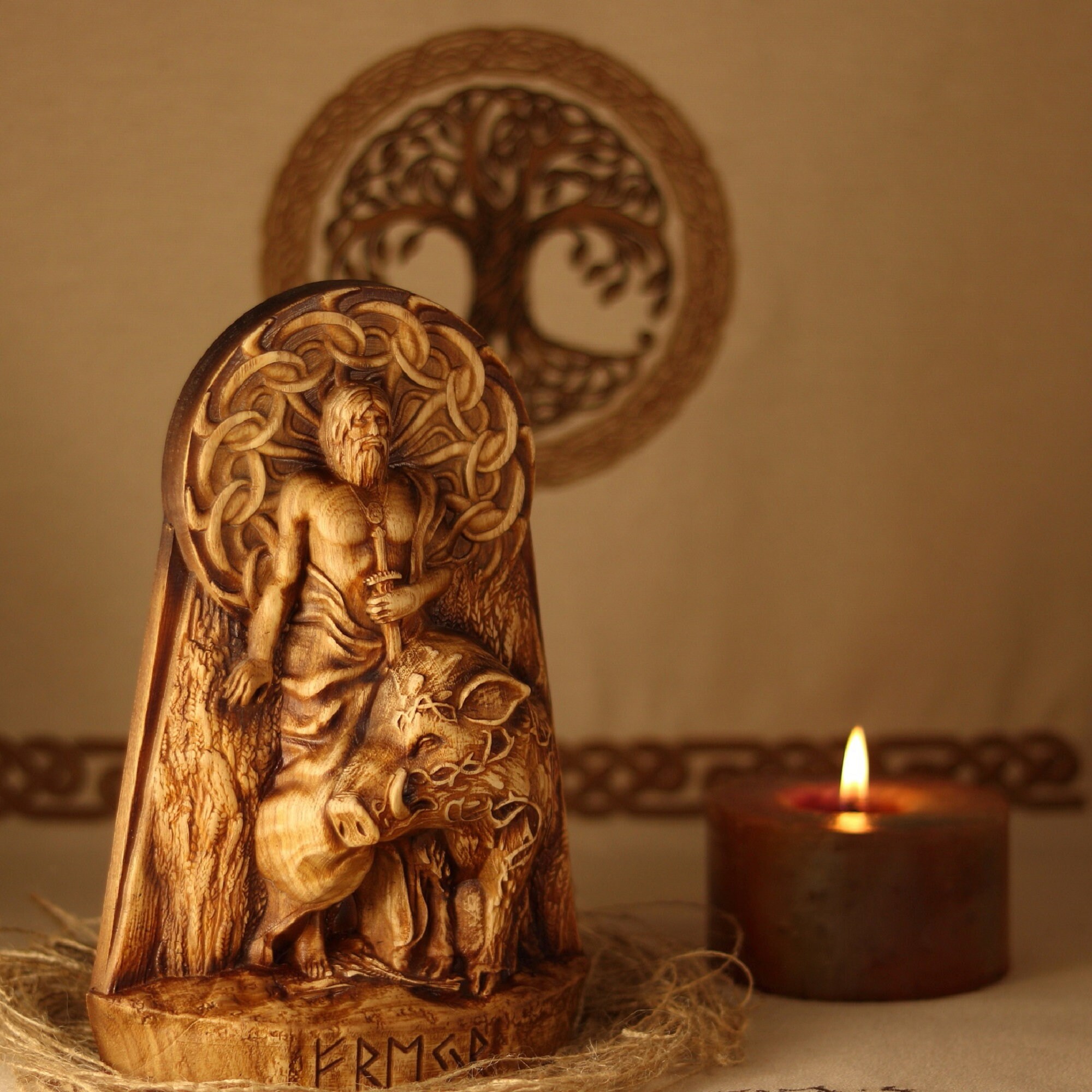 Freyr God Wooden Statue - Etsy