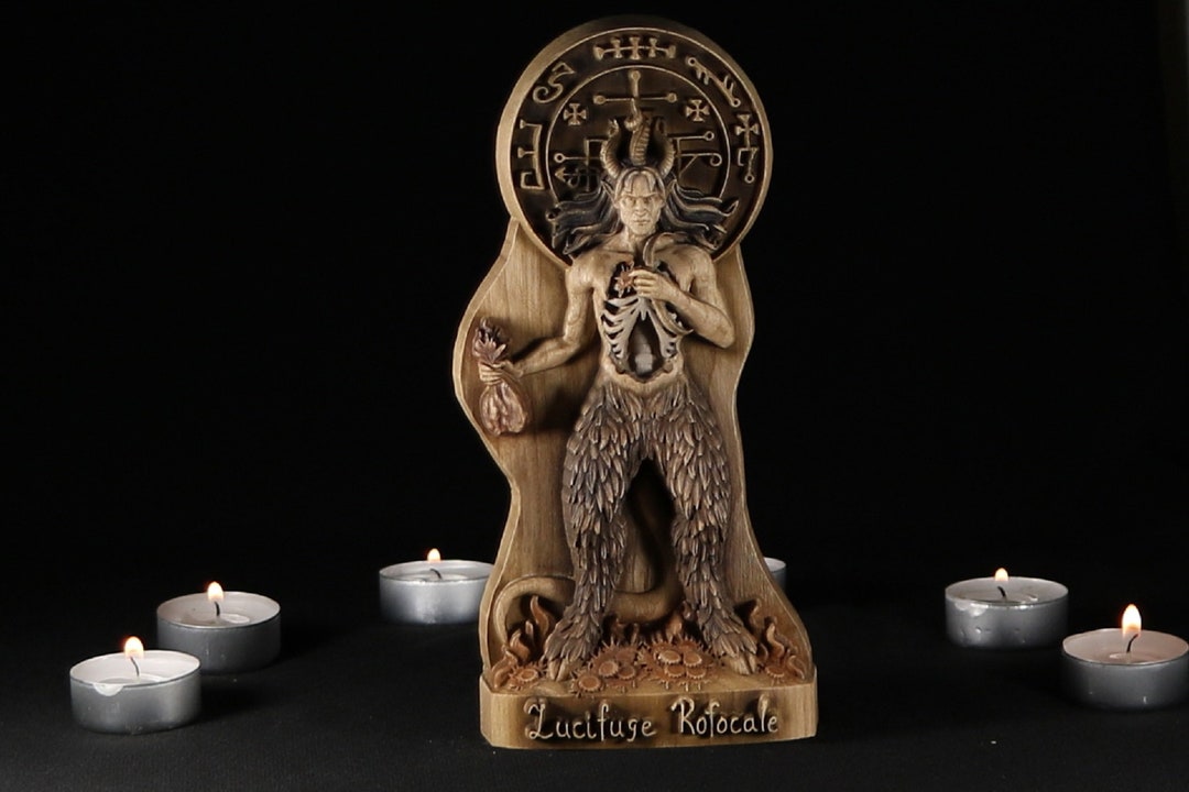 Lucifuge Rofocale, Demon Statue Lucifuge Demon Wooden Statue Occult ...