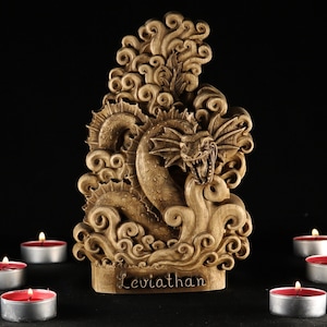 Leviathan Dragon Sculpture: Ash Wood Pagan Decor - Etsy